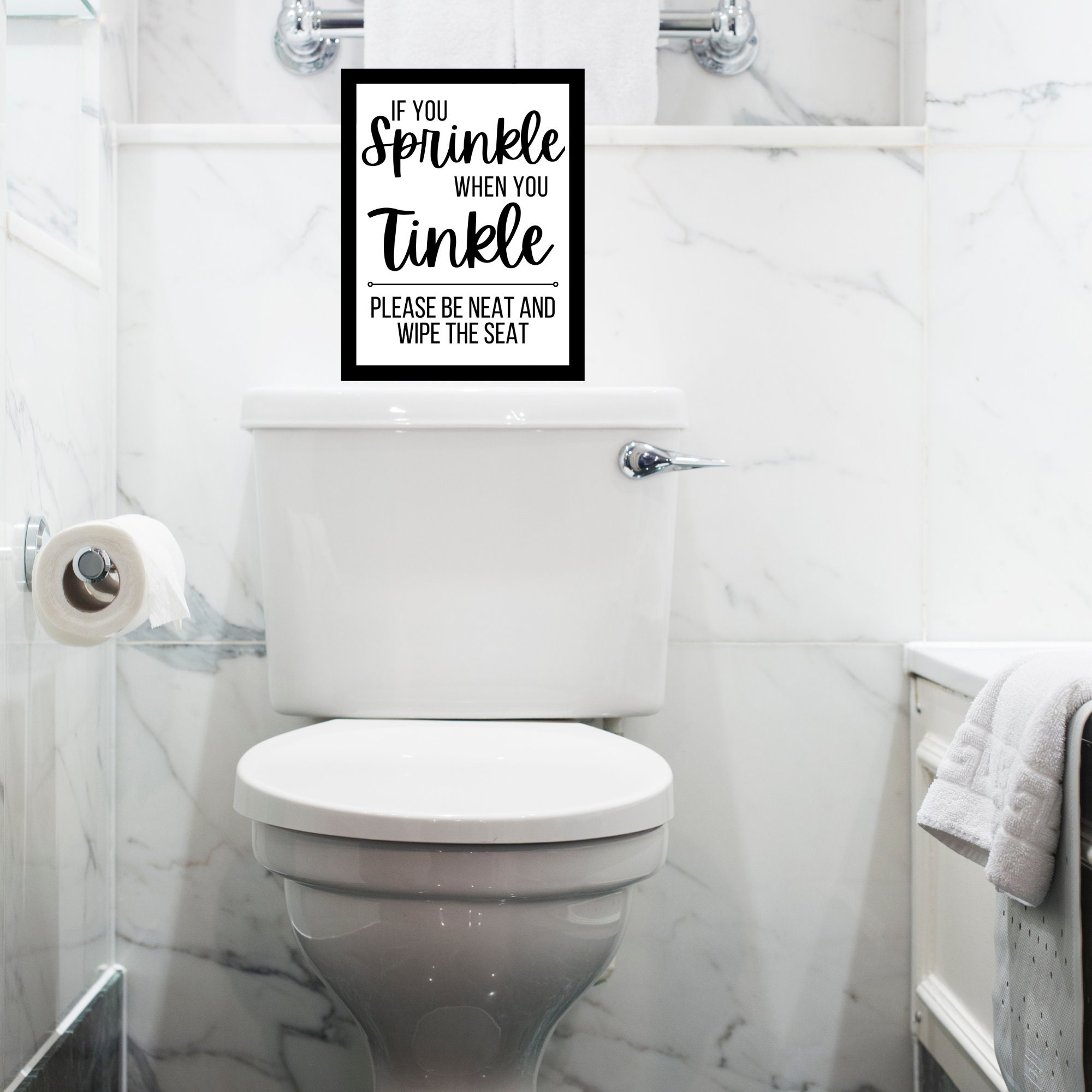 Sprinkle When You Tinkle Sign, Funny Air Bnb, VRBO, Rental Bathroom ...