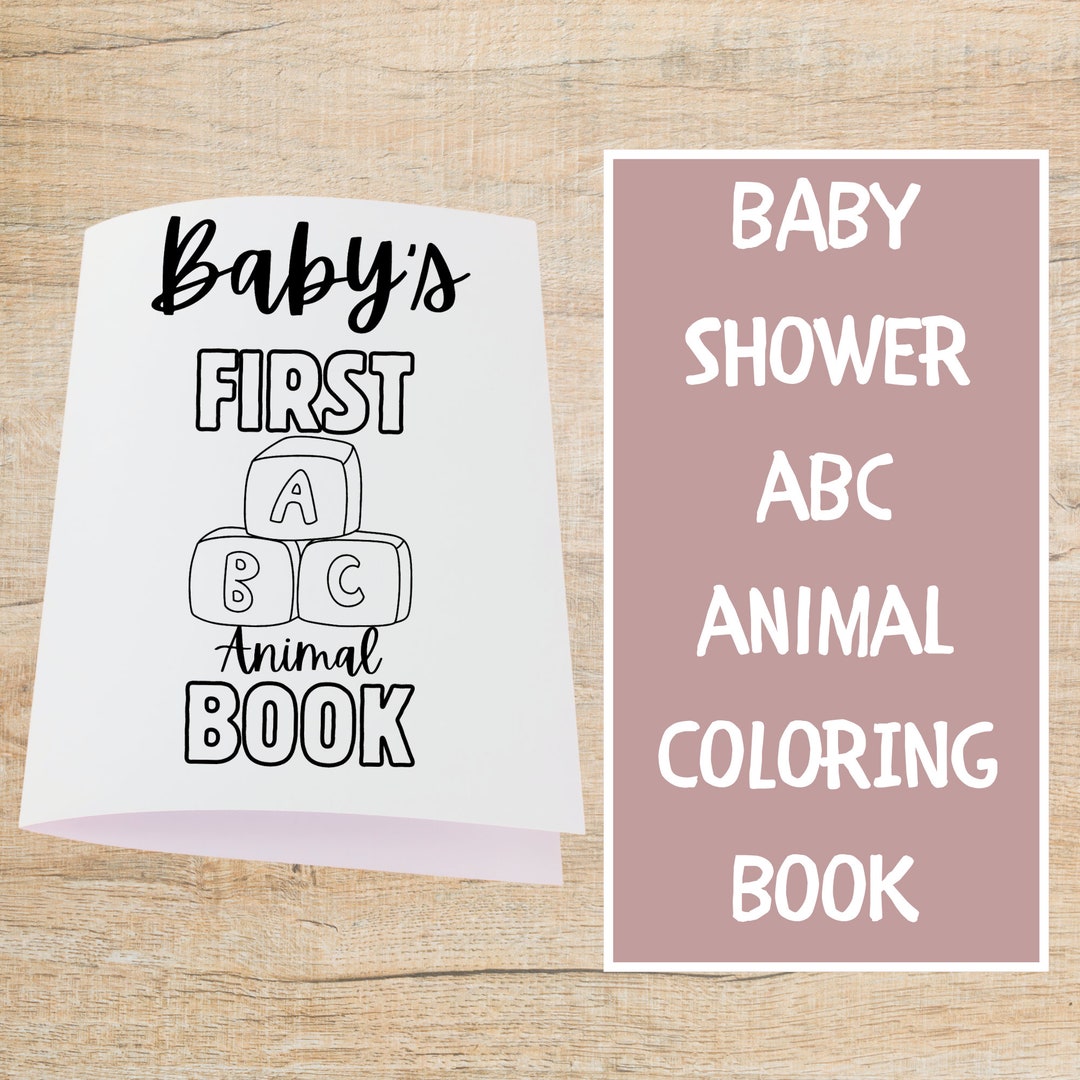 ABC Baby Shower Animal Coloring Book, Personalized Baby Shower Activity ...