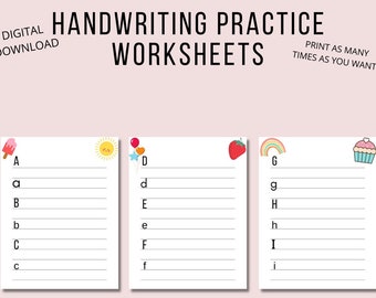 Animal Alphabet Print Handwriting Practice Pages A-Z - Etsy