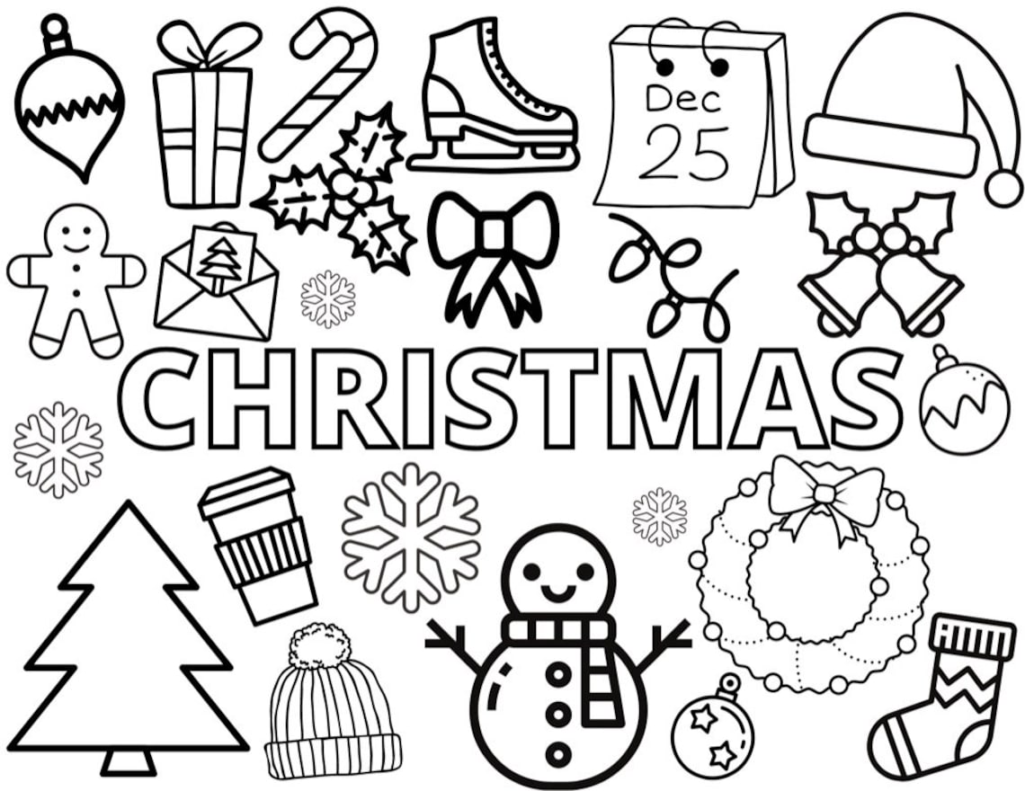 Christmas Coloring Sheet, Printable Christmas Coloring Page, Christmas ...
