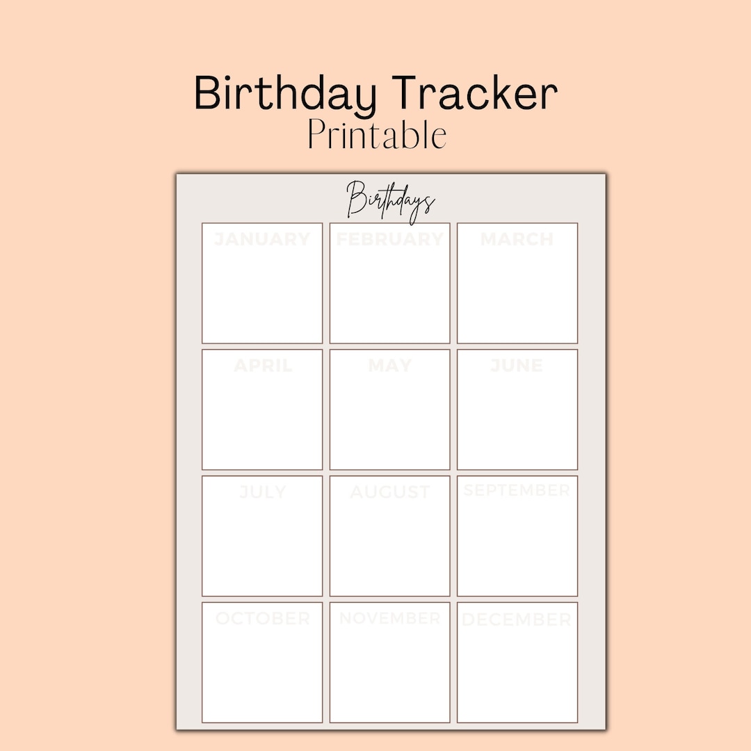 Buy Birthdays Tracker Printable, Birthday Reminder Printable, Printable ...