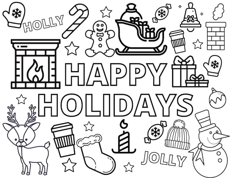 Christmas Coloring Sheet, Printable Christmas Coloring Page, Christmas ...