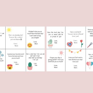 Kindergarten Lunch Box Notes, Printable Lunch Box Notes, Lunch Box ...