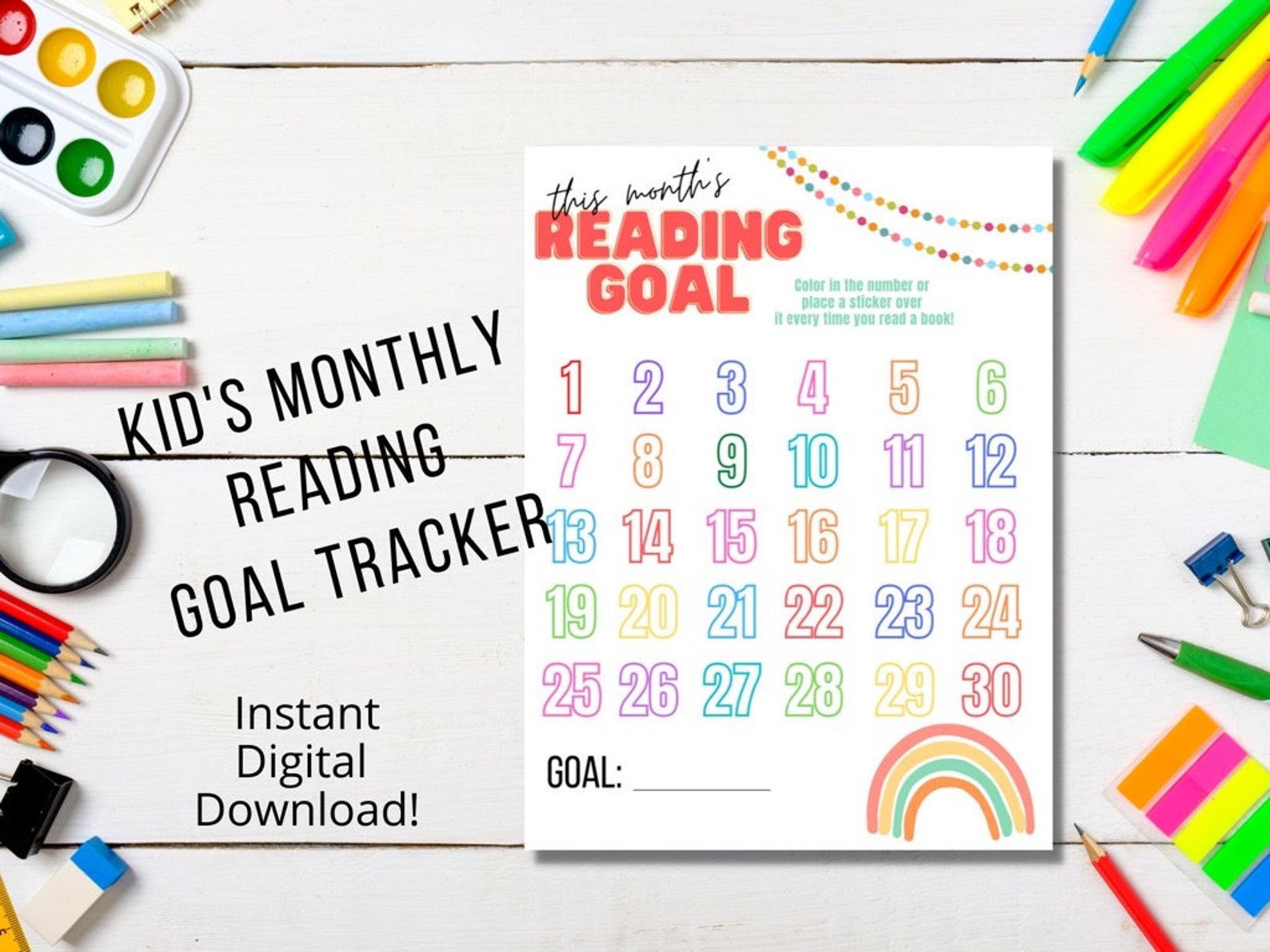 Reading Reward Chart Kids Reading Log Reading Goal Tracker - Etsy