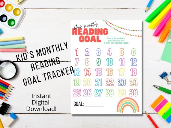 Reading Reward Chart Kids Reading Log Reading Goal Tracker - Etsy