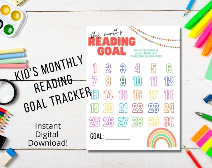 Reading Reward Chart Kids Reading Log Reading Goal Tracker - Etsy