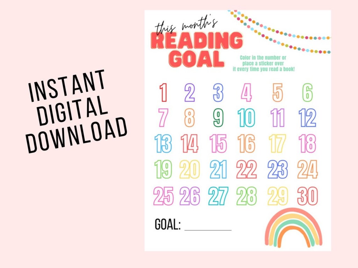 Reading Reward Chart Kids Reading Log Reading Goal Tracker - Etsy