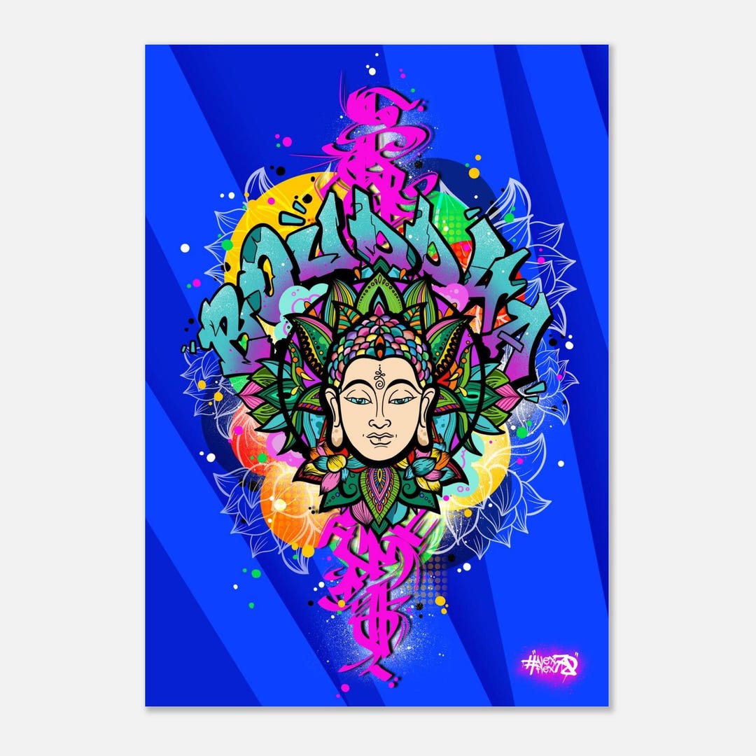Buddha Graffiti Poster - Zen Urban Art - Street Art Wall Decoration ...