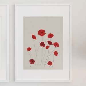 Red Poppy Flower Print, Botanical Art Print, Flower Wall Art, Flower ...