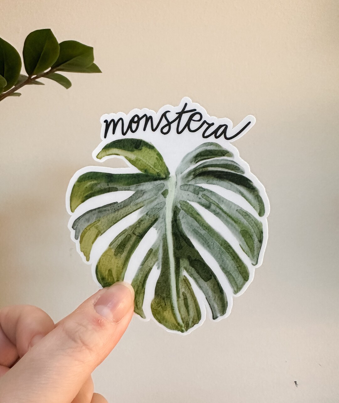 Monstera Plant Sticker, Plant Mom Sticker, Watercolor Plant Sticker ...