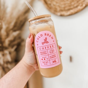 Cold Brew Coffee Cup, Cute Iced Coffee Cup, Iced Coffee 20oz Cup, Tall ...