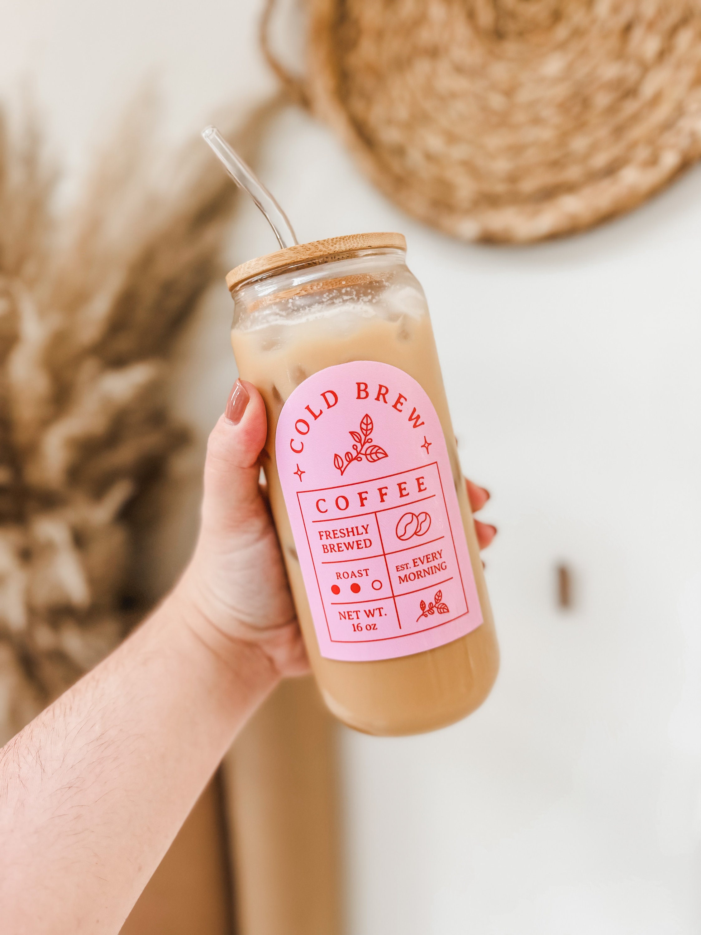Cold Brew Coffee Cup, Cute Iced Coffee Cup, Iced Coffee 20oz Cup, Tall ...