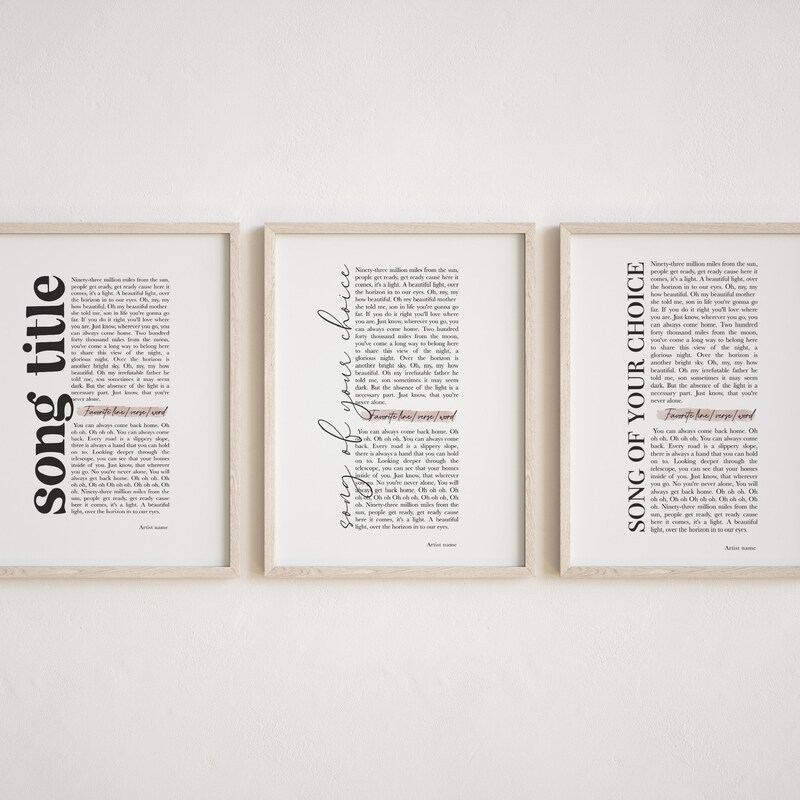 Typography Lyrics - Etsy