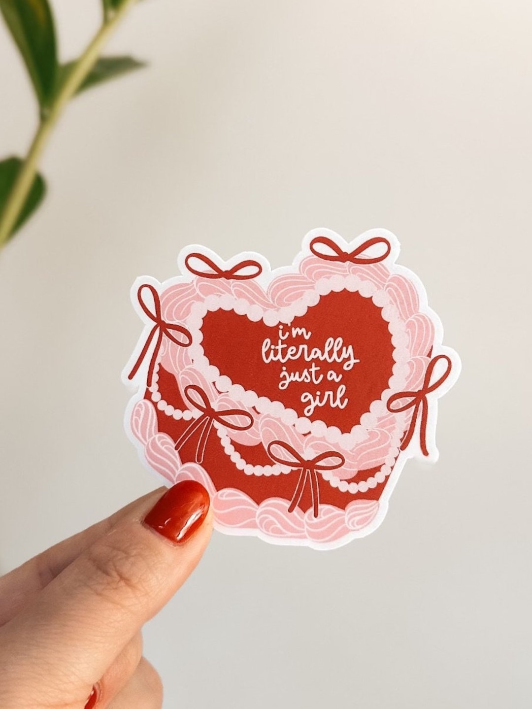 I’m Literally Just A Girl Sticker, Trendy Heart Cake, Coquette Cake Art ...