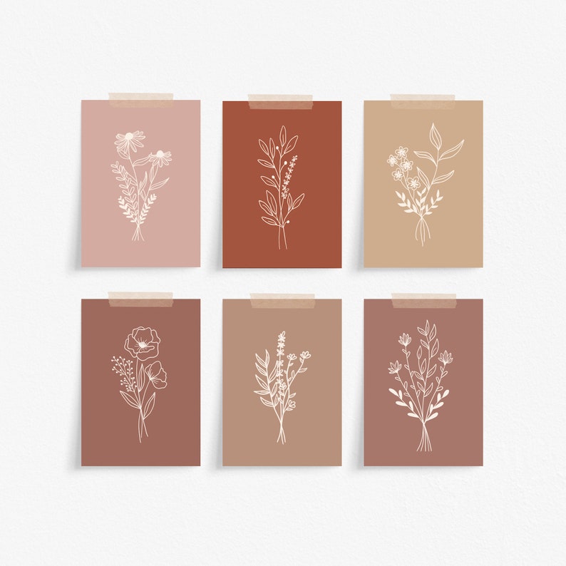 Boho Print Set Boho 5x7 Prints Floral Set of 6 Prints Boho - Etsy