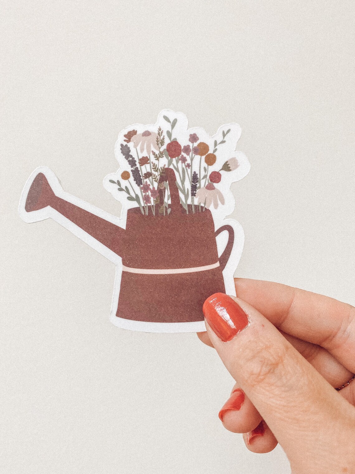 Flowers in Watering Can Sticker, Wildflower Sticker, Floral Sticker ...