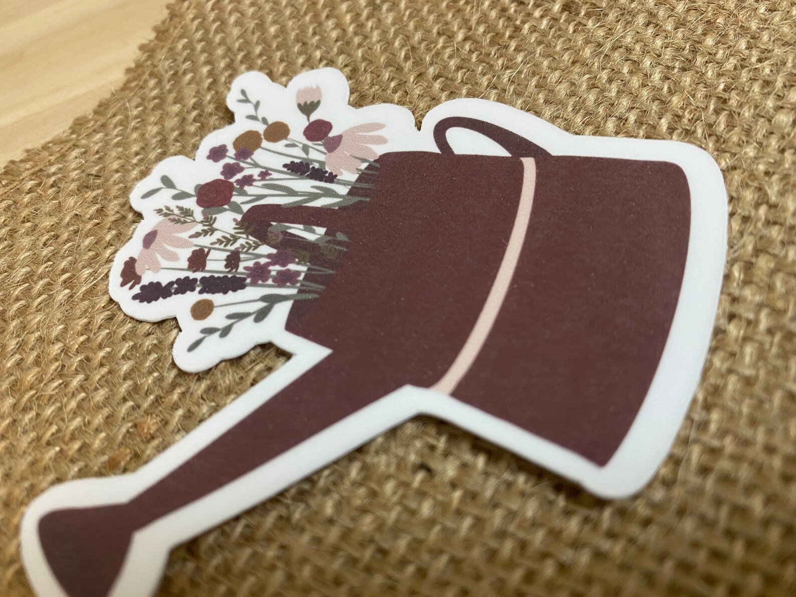 Flowers in Watering Can Sticker, Wildflower Sticker, Floral Sticker ...