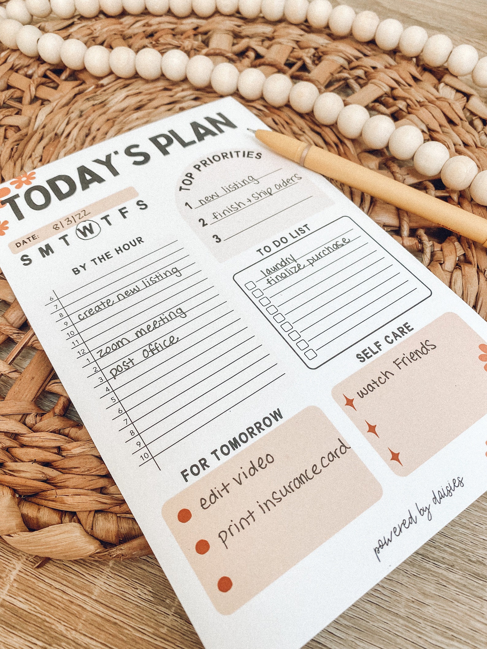 Daily Planner Notepad to Do List Notepad 50 Sheet Planner - Etsy