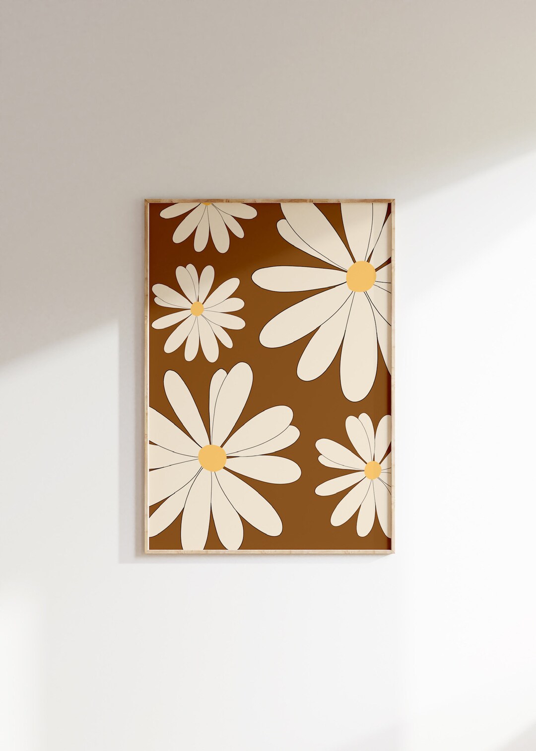 Boho Daisy Print, Daisy Wall Art, Boho Wall Decor, Terracotta Home ...