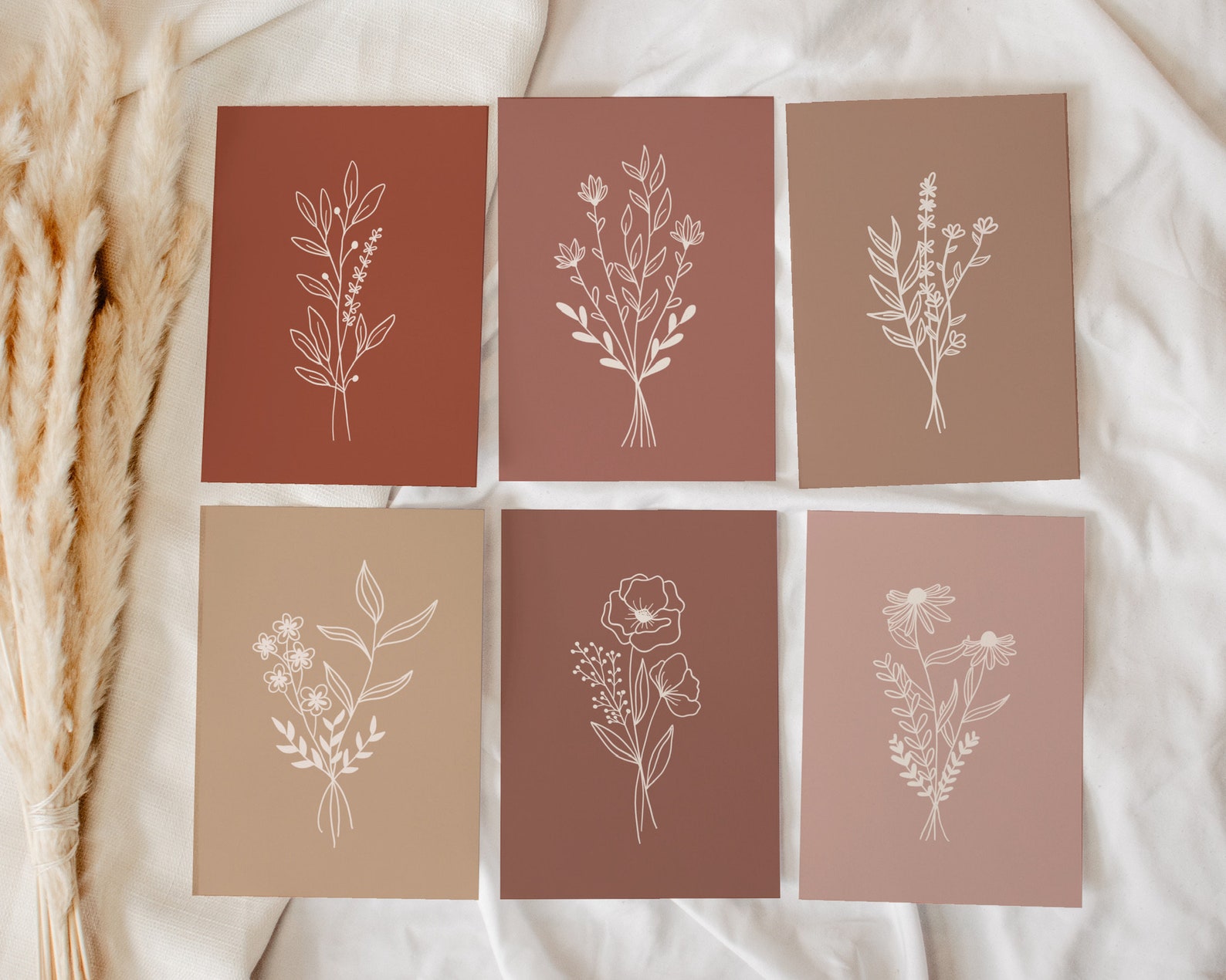 Boho Print Set Boho 5x7 Prints Floral Set of 6 Prints Boho - Etsy