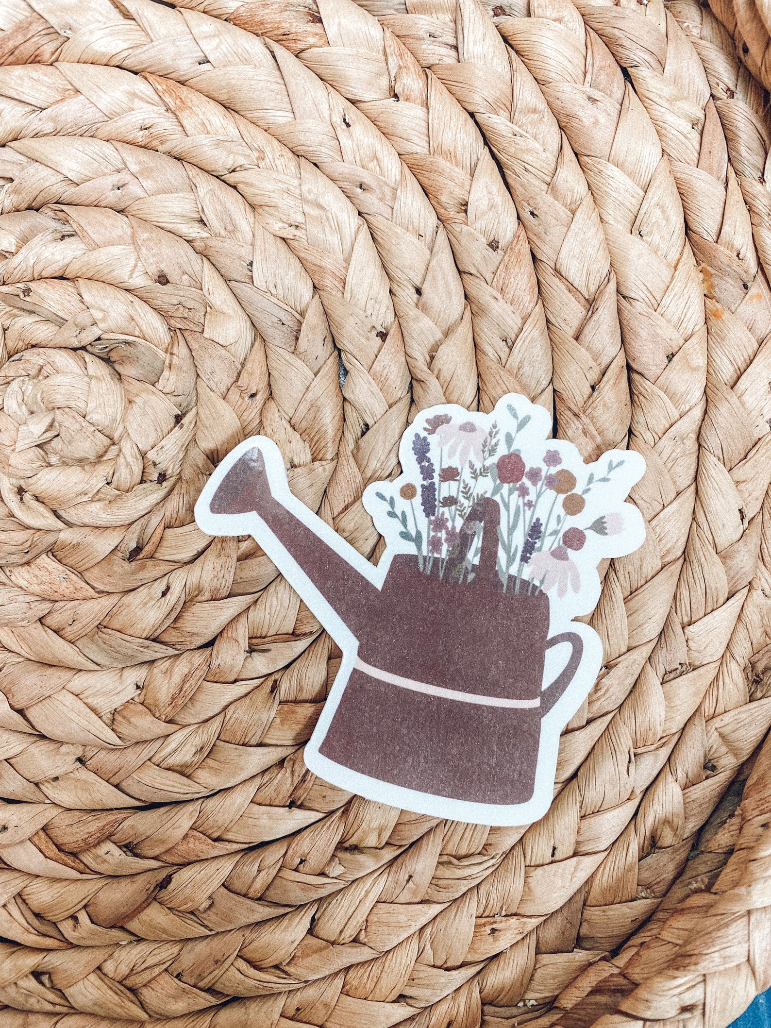 Flowers in Watering Can Sticker, Wildflower Sticker, Floral Sticker ...