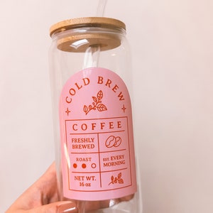 Cold Brew Coffee Cup, Cute Iced Coffee Cup, Iced Coffee 20oz Cup, Tall ...