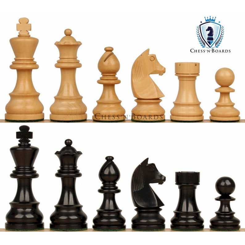 Staunton German Knight Chess Pieces: Ebonized Boxwood, Weighted 3.75 ...