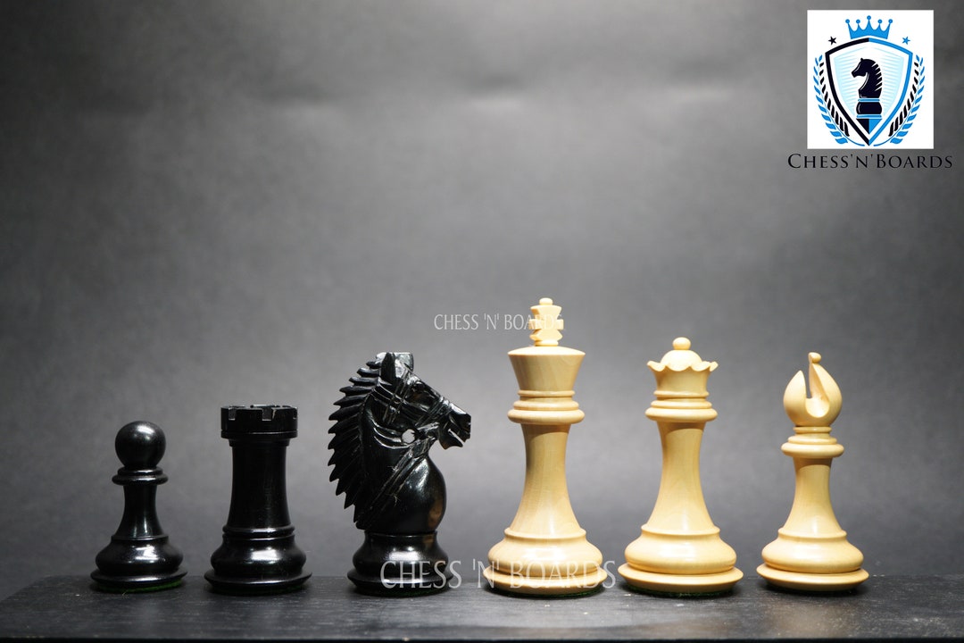 Ebony and Boxwood Chess Pieces: Rio Staunton Series, Weighted, 4" King ...