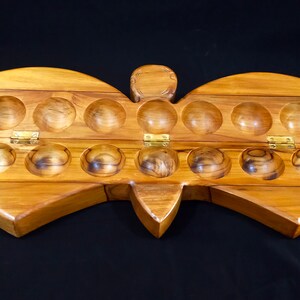Butterfly Shaped Foldable Wooden Mancala Game Ali Guli Mane Pallanguli ...