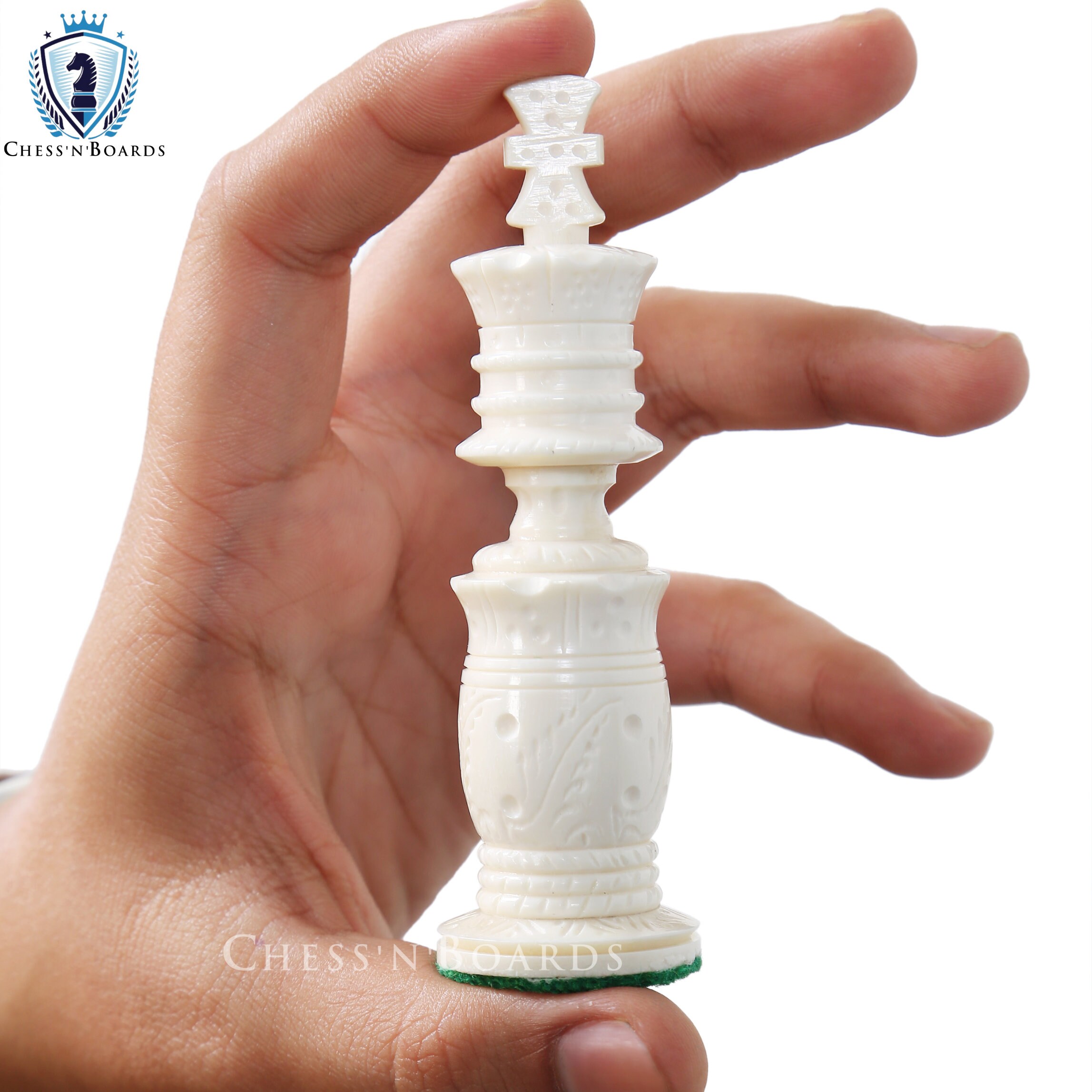 The Barley Corn Carved Camel Bone Chess Pieces in White and - Etsy