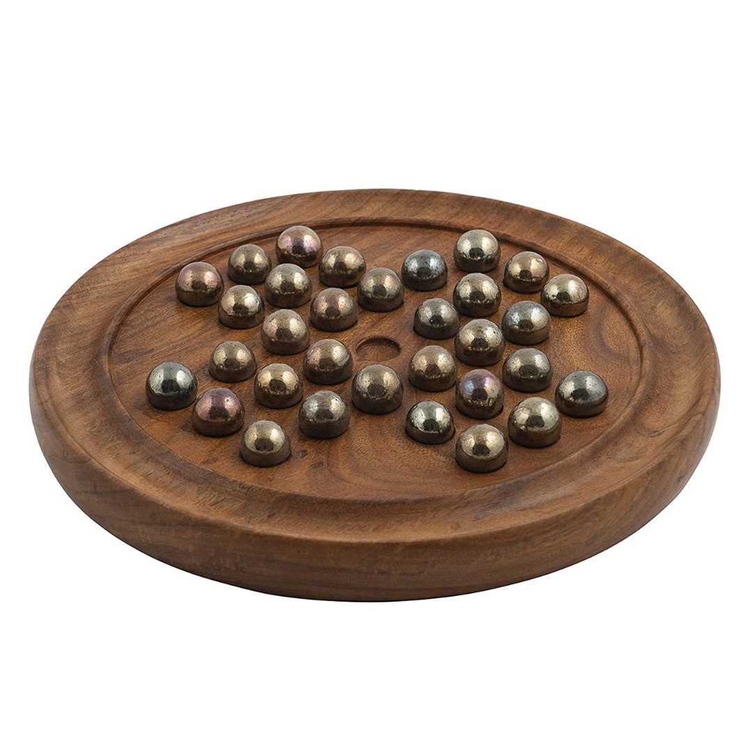 Oakwood Made Marble Solitaire Boards 9 Inch - Glass Marbles Included ...