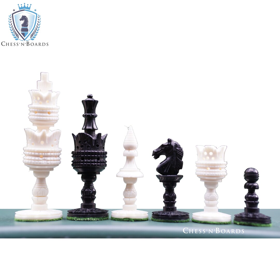 Lotus Design Camel Bone Chess Pieces Only Set King 4.1 Hand Carved ...