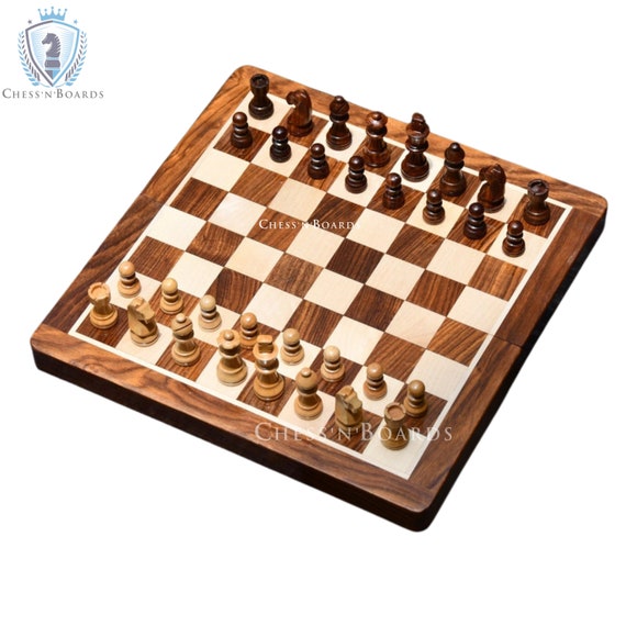 Chess Set Travel Series Folding Magnetic Sheesham & Box Wood - Etsy