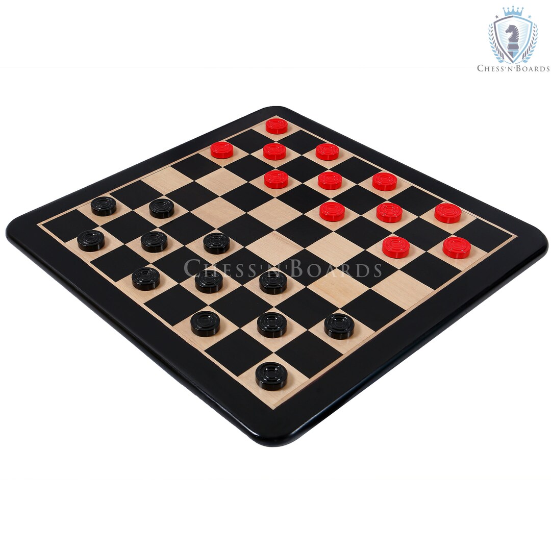 Wooden Checkers / Draught Set in Painted Boxwood - 30mm | Thanks Giving ...