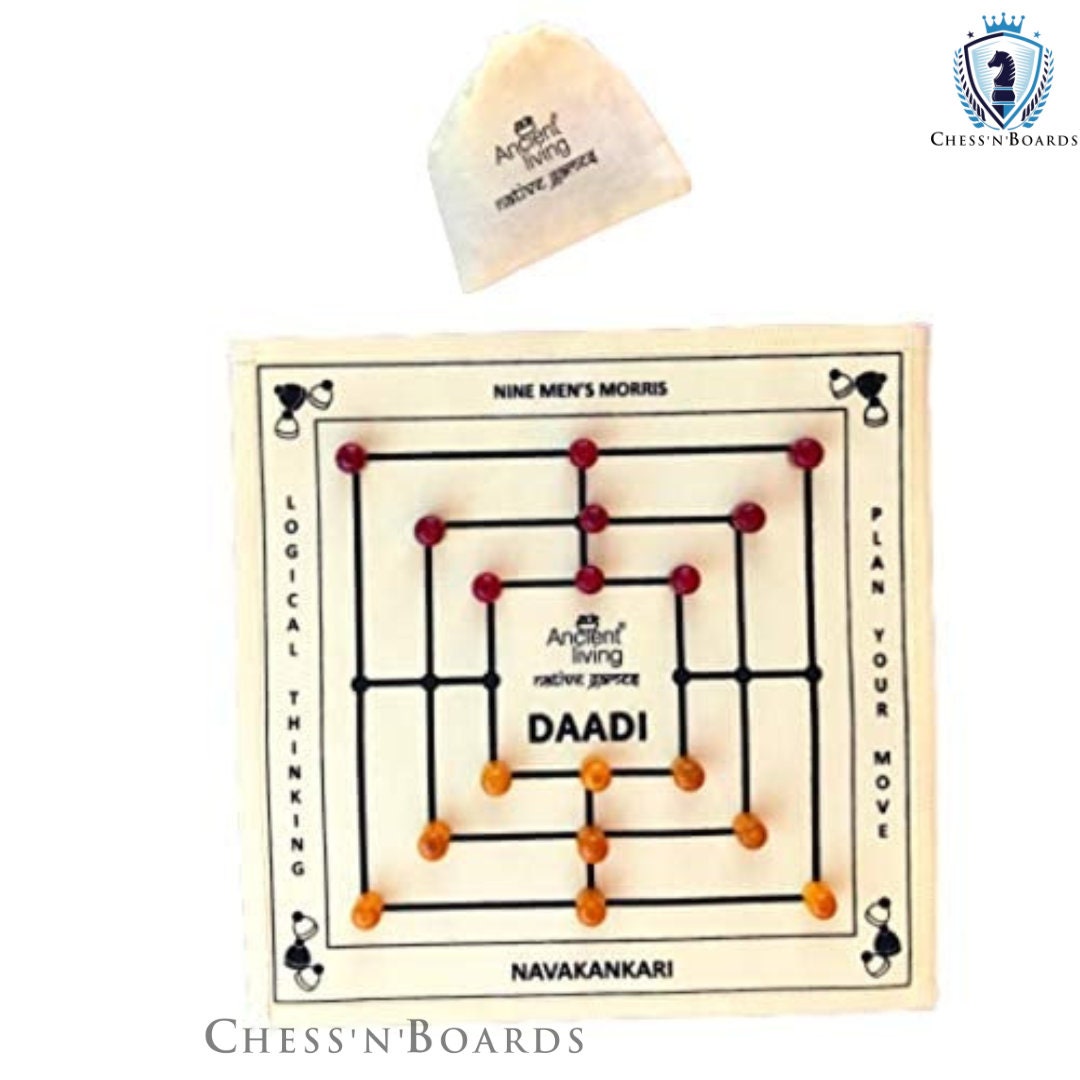 Daadi / Navakankari / Nine Men's Morris Board Game - Black, White ...