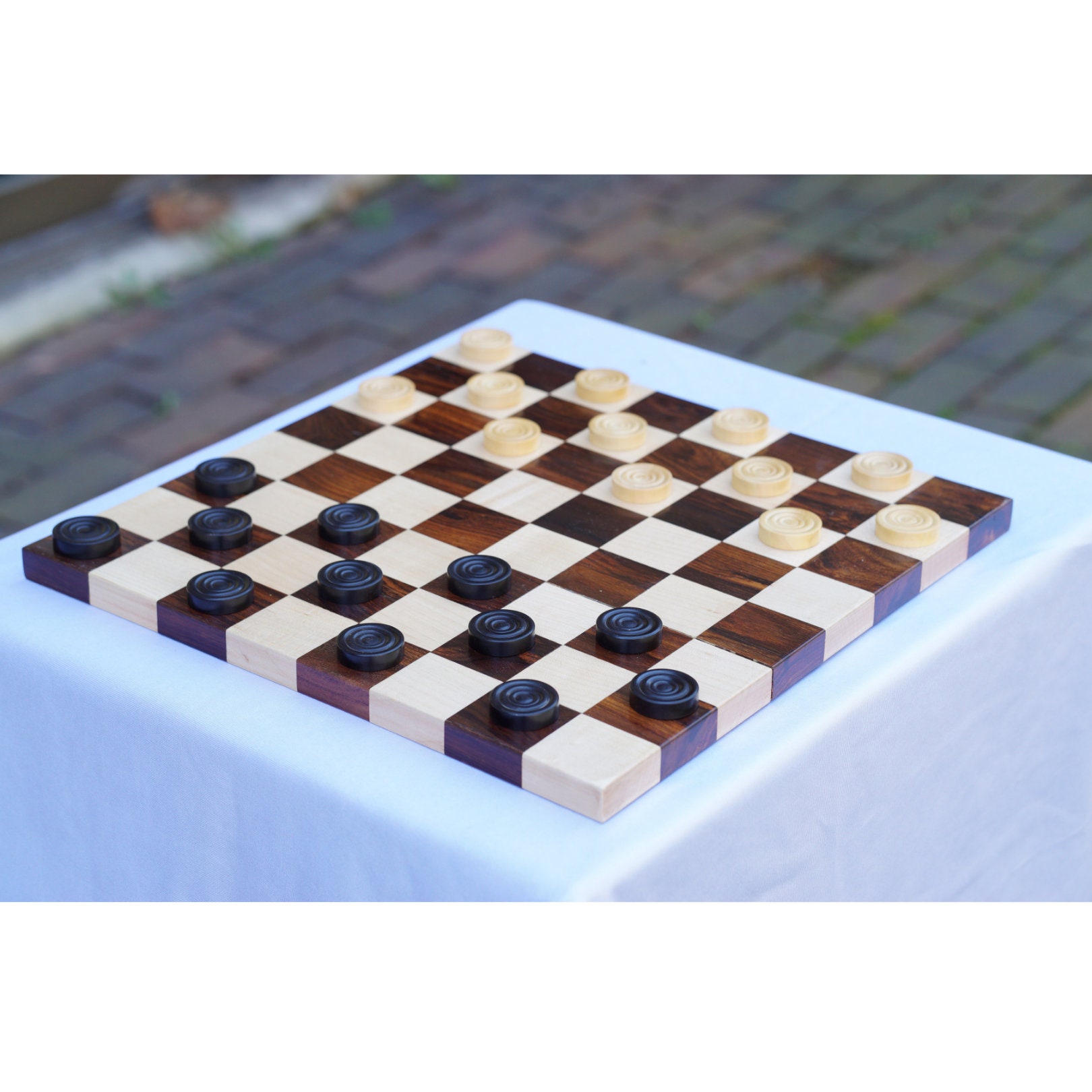 Dyed Boxwood Checkers Set: 30mm Hand Carved Pieces - Etsy
