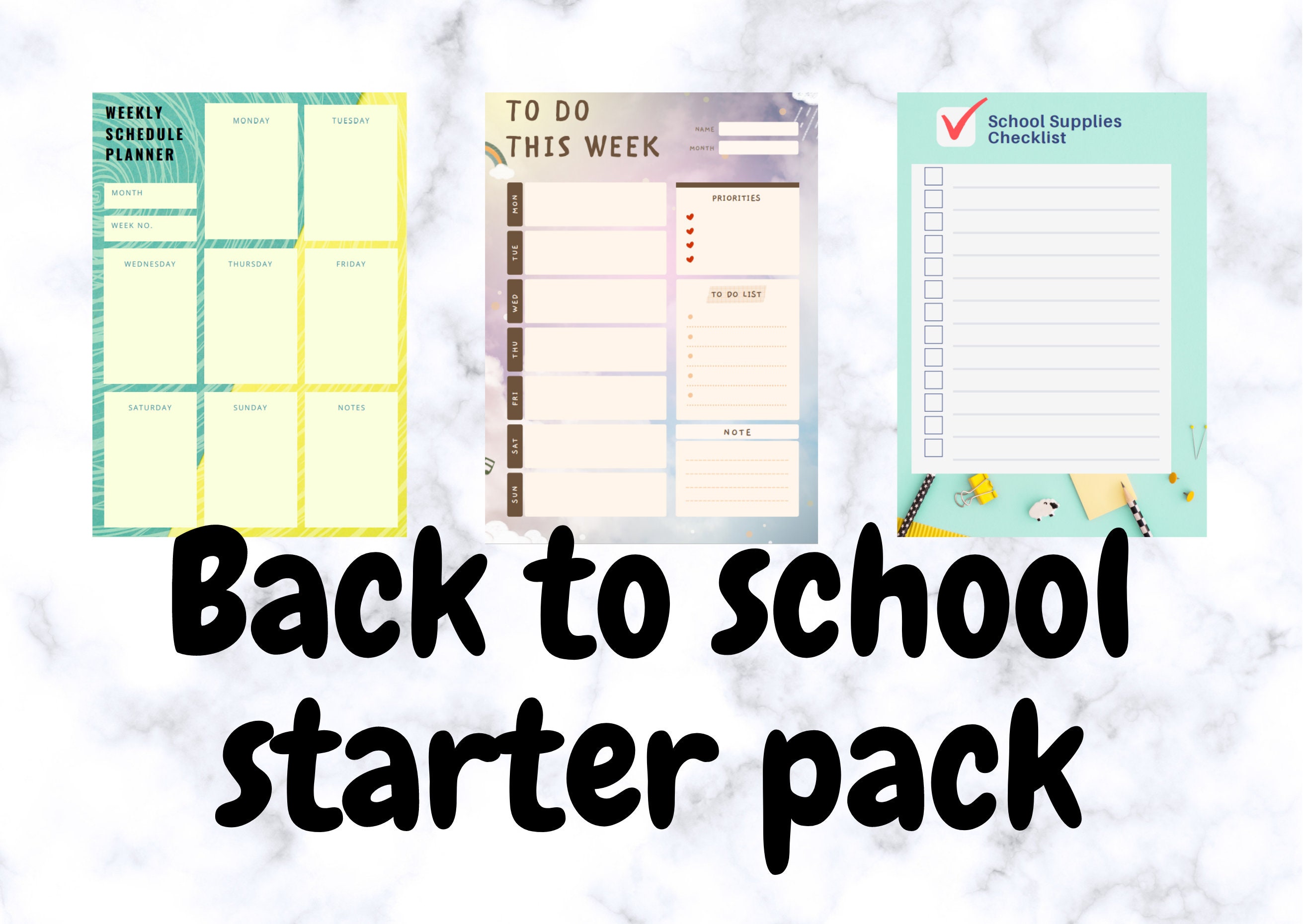 Back to School Starter Pack Printable - Etsy