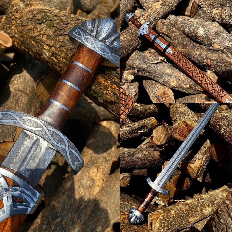Handmade VIKING Sword Real Damascus Steel Northman Sword Beautiful Gift ...