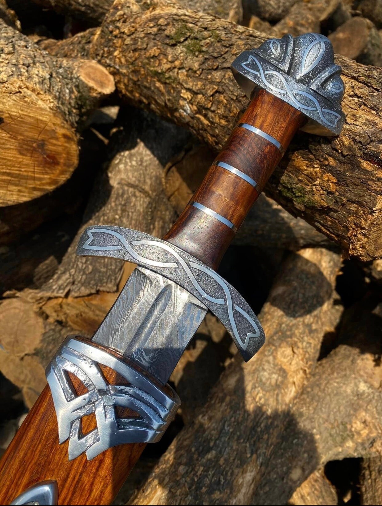 Handmade VIKING Sword Real Damascus Steel Northman Sword Beautiful Gift ...