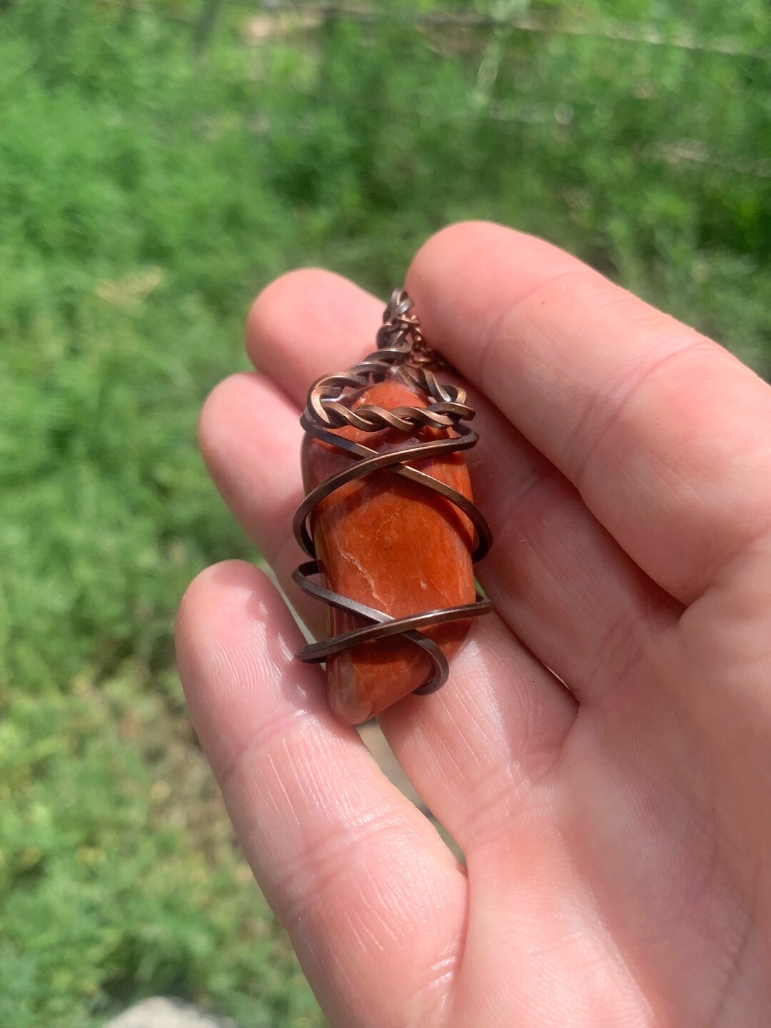 Copper Wrapped Red Jasper hot Pepper Pendant Necklace - Etsy