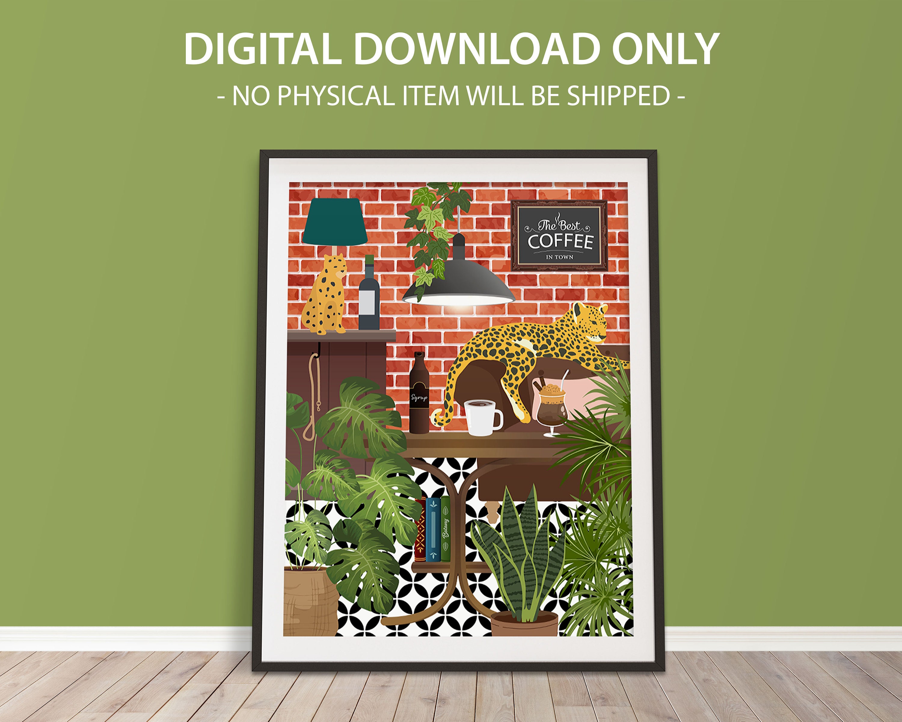 Coffee Bar Print Coffee Shop Backdrop Leopard Print Coffee | Etsy