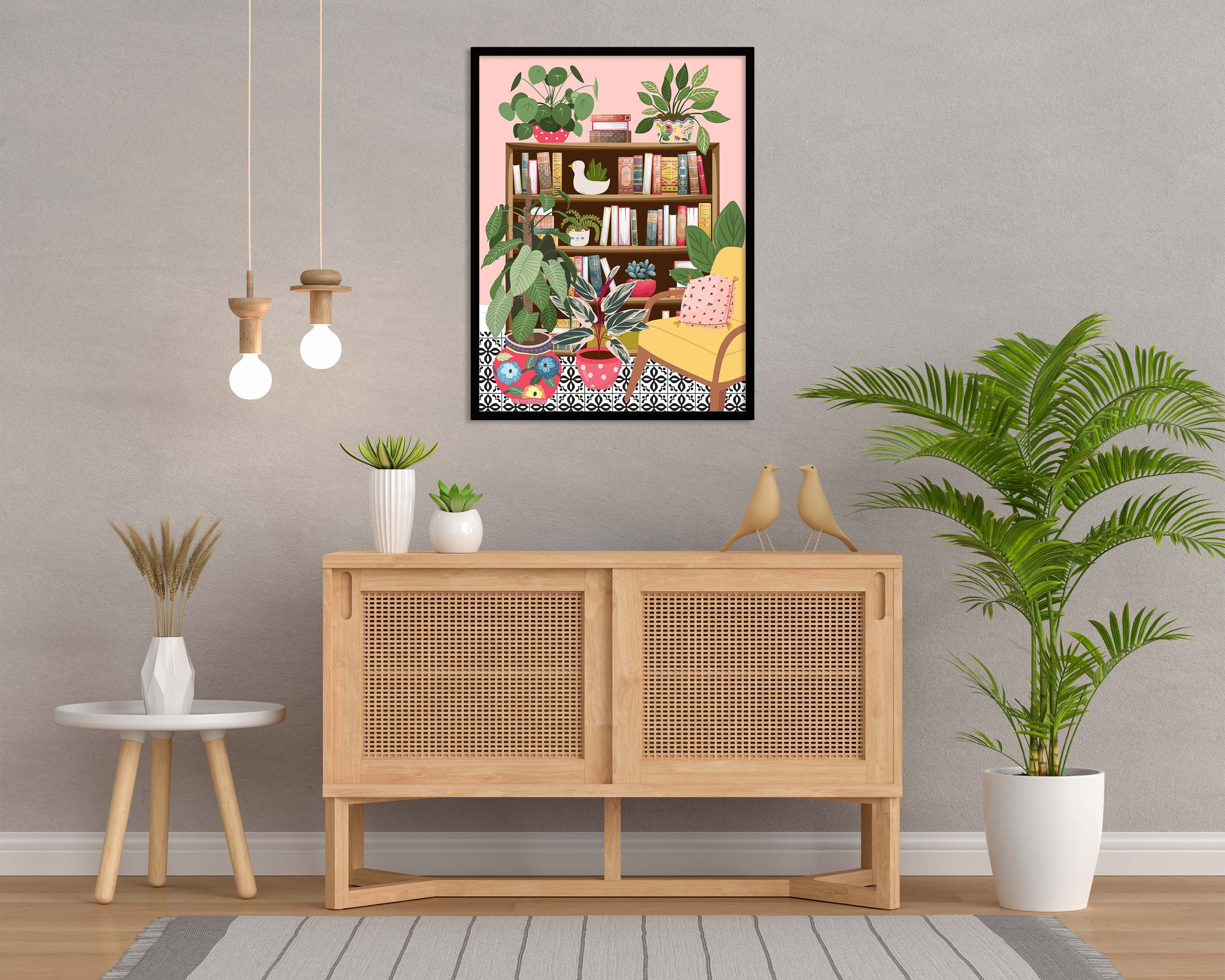 Botanical Boho Bookshelf Library Decor Reading Gift for Book - Etsy