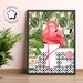 Pink Flamingo on Toilet Bathroom Print, Animal on Toilet Cloakroom Wall ...