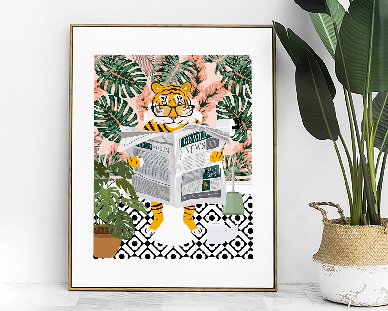 Tiger on Toilet Print Animal on Toilet Funny Bathroom Wall - Etsy Canada