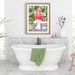 Pink Flamingo on Toilet Bathroom Print, Animal on Toilet Cloakroom Wall ...