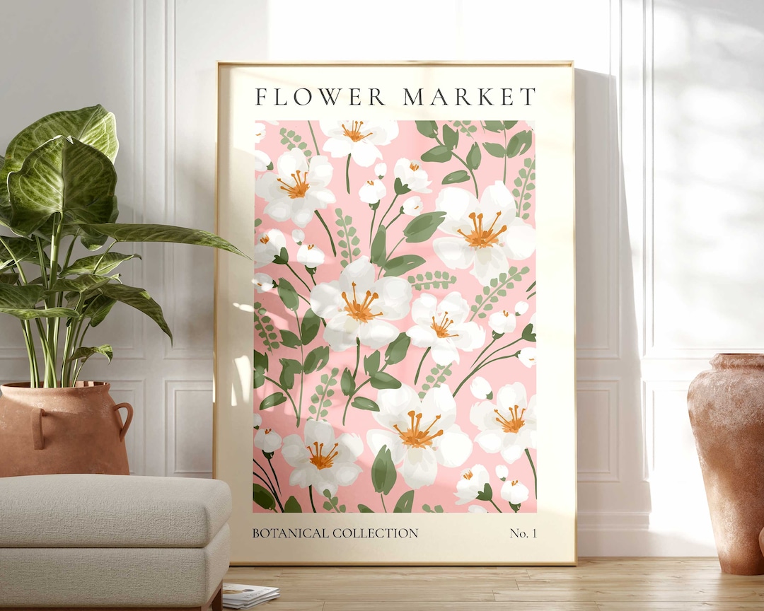 Flower Market Print, Boho Wild Flower Wall Art, Flower Market Poster ...