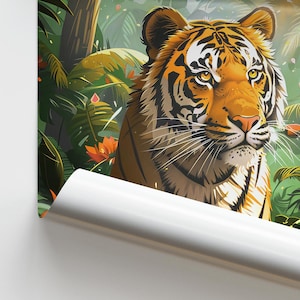 Tiger Wild Animal Jungle Print, Tropical Rainforest Wall Art, Eclectic ...