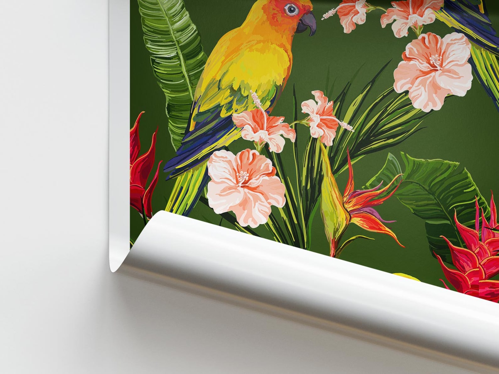 Tropical Bird Rainforest Print, Colourful Tropical Leaves Wall Art ...