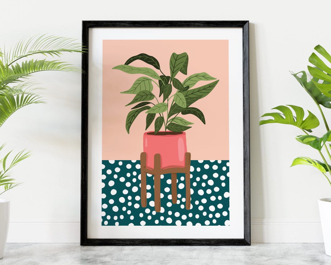 House Plant Botanical Boho Art Print, Nature Plant Lover Gift, Indoor ...