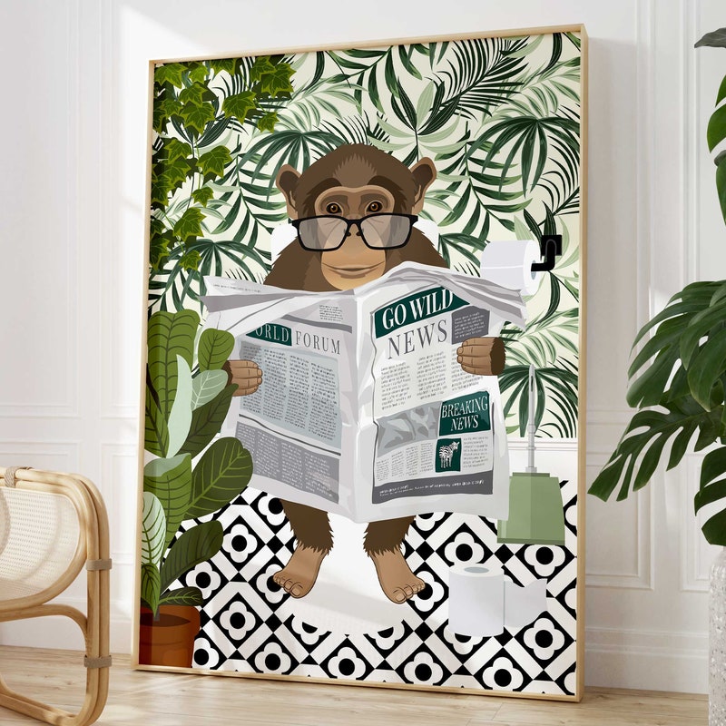 Jungle Bathroom Art Set - Etsy UK